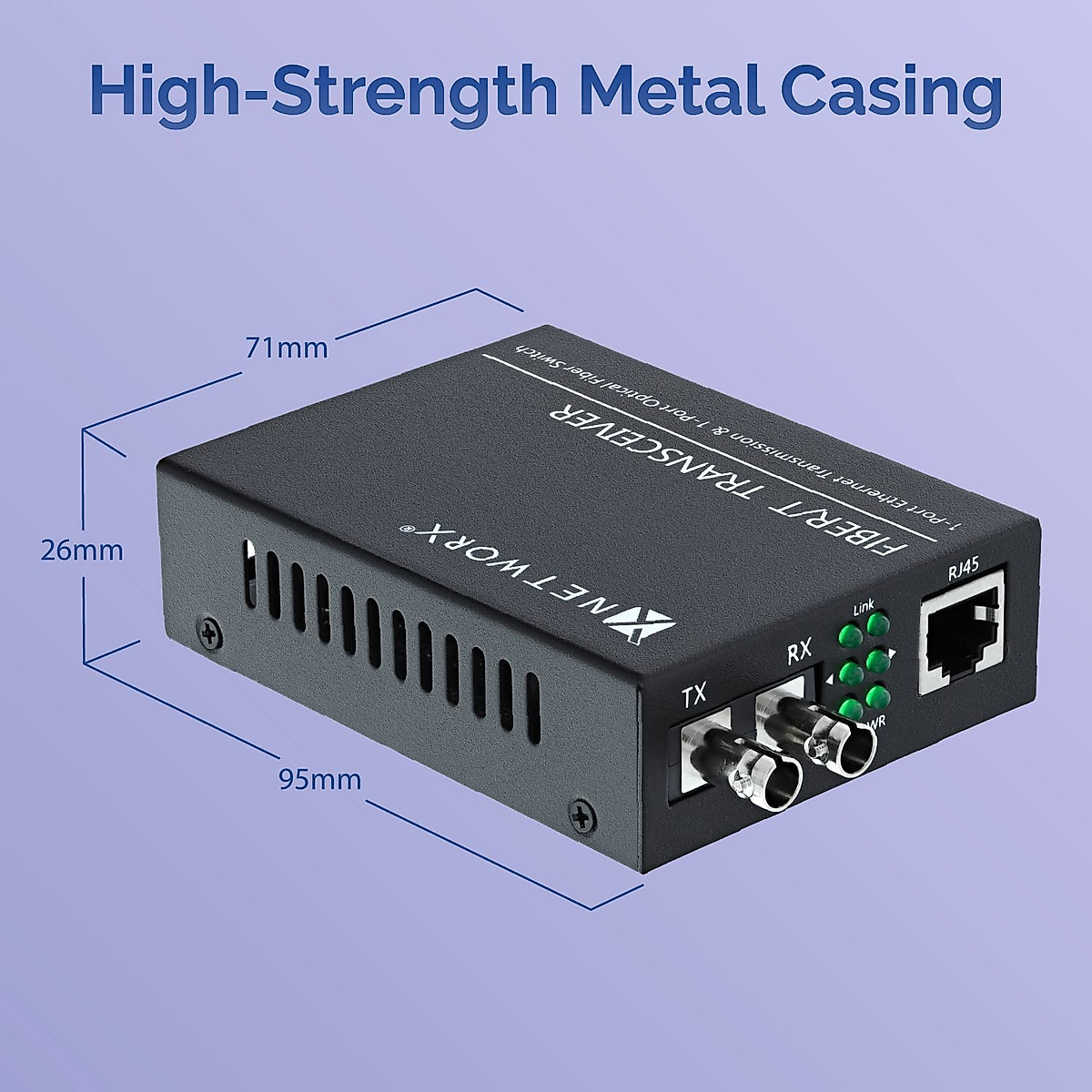 Networx® Gigabit Ethernet Fiber Media Converter - UTP to 1000Base-LX - ST Singlemode, ...
