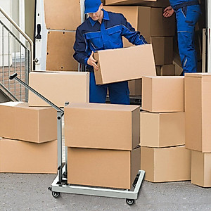 Heavy Duty All Stainless Stee Folding Hand Truck, 500 LB Heavy Duty Luggage Cart, Utility Dolly Platform Cart with 4 Wheels & 2 Elastic Ropes for Luggage, Travel, Moving, Shopping, Office Use