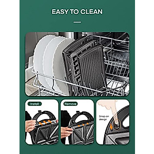 FOHERE 3-in-1 Sandwich Maker, Waffle Maker, Sandwich Grill, Portable Electric Panini Press with Removable Non-Stick Plates, LED Indicator Lights, Cool Touch Handle, Toaster, Grilled Cheese Machine