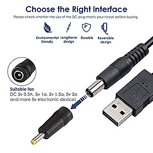 Onite DC Plugs Male 4.0x1.7mm, 4.0x1.35mm, 3.5x1.35mm, 3.5mm Mono, 3.0x1.1mm, 2.5x0.7mm, 2.5mm Mono, 2.35x0.7mm, 2.0x0.6mm Adapters for Electronics Devices Tablets, USB to DC 5.5x2.1mm Cord