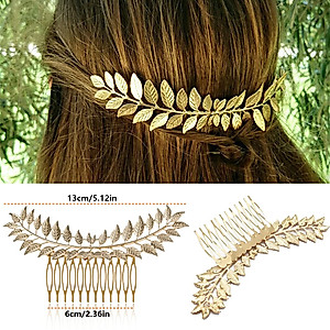 6 Pack Vintage Hair Side Combs Metal for Women Girl, Bridal Leaf Decorative Clips Gold French Twist Hair Slide Comb with Teeth Grip for Bride Wedding Headpiece Hair Accessories
