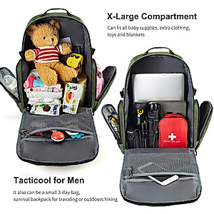 espidoo Diaper Bag Backpack for Dad, Military Tactical Backpack with Molle System, Large Travel Bag Backpack for Men, Black