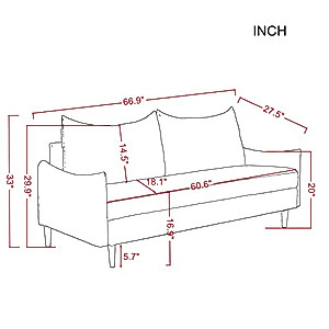 Loveseat Sofa, Upholstered Love Seat Couch Living Room Furniture Modern Sofa Couch Polyester Fabric Two Seater Comfy Couch Tool-Free Assembly For Bedroom, Apartment Small Spaces (Light Grey)