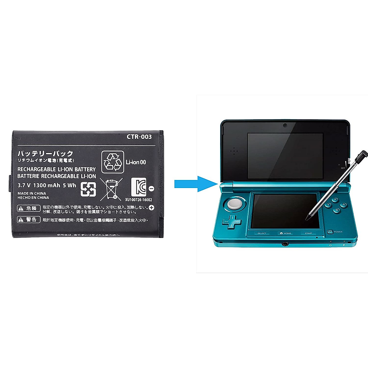 Duotipa New CTR-003 battery Compatible with 3DS 2DS 2DS XL Game Console with Repair Tool Kit