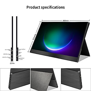 YGG Portable Monitor 17.3 Inches, 4K 3840X2160 Freesync USB-C HDMI Portable Laptop Monitor, 100% Adobe sRGB External Display, IPS Computer Gaming Monitor, Travel Monitor for Laptop Xbox Ps5 Switch Pc