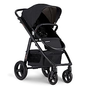 Baby Stroller, 2 in 1 Convertible Stroller with Bassinet Mode, Newborn Pram Stroller, Infant Stroller with Reversible Seat for Toddler, Adjustable Canopy and Footrest, Easy Fold (Black)