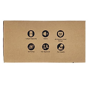 Cat Water Fountain Stainless Steel - Dog Automatic Waterer Bowl - Auto Pet Dispenser - Small Pets Drinking Waterer Indoor - Auto Dish Animal Fountains - 108oz/3.2L Metal Self Kitty Watering Supplies