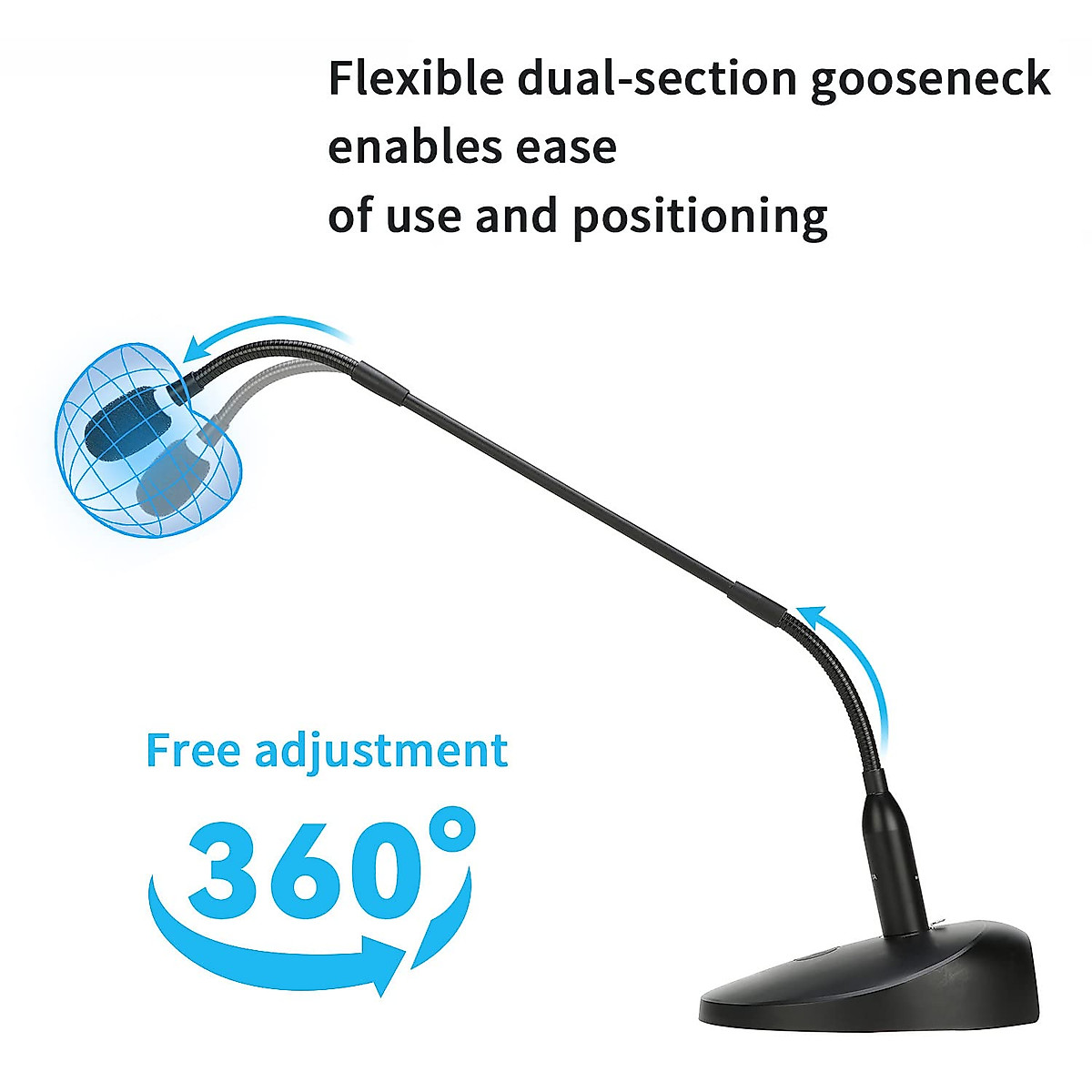 BOYA Desktop Gooseneck Condenser Microphone 18" Podium Microphones with Base LED Indicator XLR Mic for Meetings Video Conferences Streaming Lectures BY-GM18CB