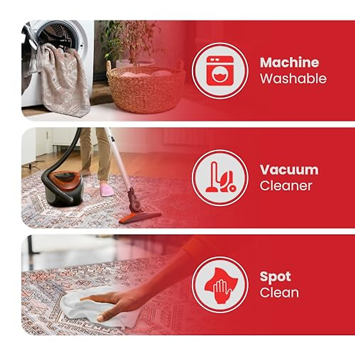 nuLOOM Mae Tribal Motif Machine Washable Accent Rug, 2' x 3', Peach, Rectangular, 0.1" Thick