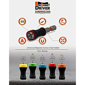 Bit Holder Magnetic Magnet Driver® B50, The Great Invention that holds the Screws and allows Screw with One Hand, adaptable to any Screwdriver or Drill.