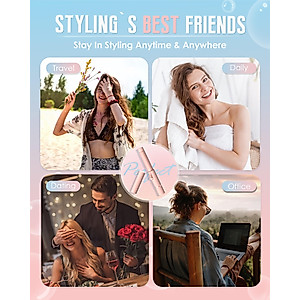 NOVUS Mini Curling Iron for Short Hair,Travel Curling Iron,Ceramic Small Curling Wand,Barrel Hair Curling Iron 1 Inch Heat-Up Fast,Pink Portable Hair Curler