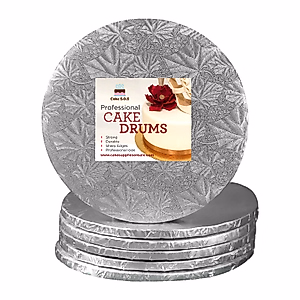 18 inch Silver Round Sturdy Cake Board Drums for Displaying Cakes, 1/2 inch Thick, 6 count