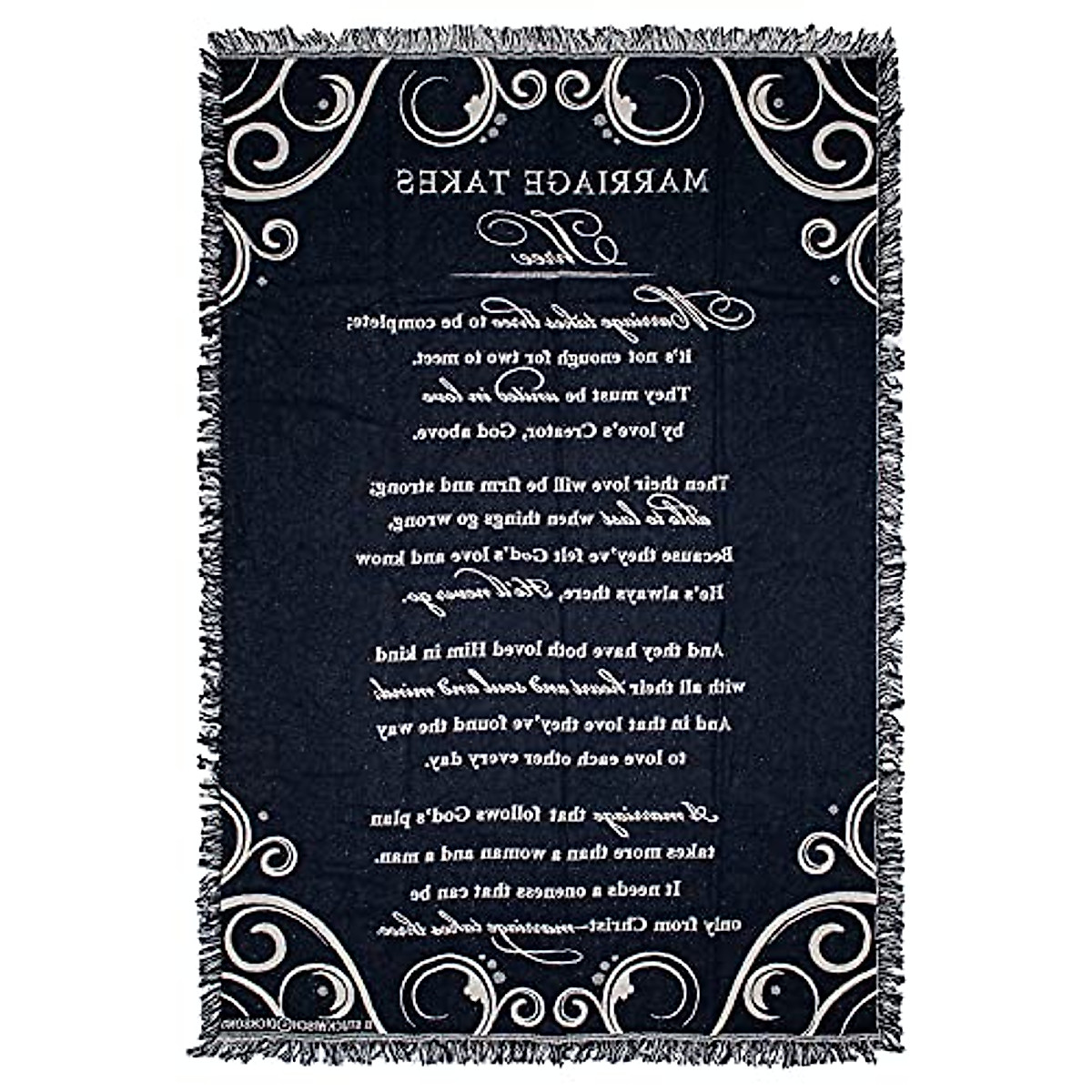 Dicksons Marriage Takes Three Black and White 52 x 68 All Cotton Tapestry Throw Blanket