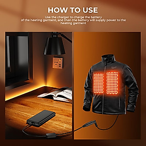 Heated Jacket Battery Type C Step-Up Adapter Charger Cable Compatible with Metabo,M12,Milwaukee,Makita,Snap-on,Craftsman,AEG,Dewalt,Revean,Ridgid,RYOBl 12V Hoodie