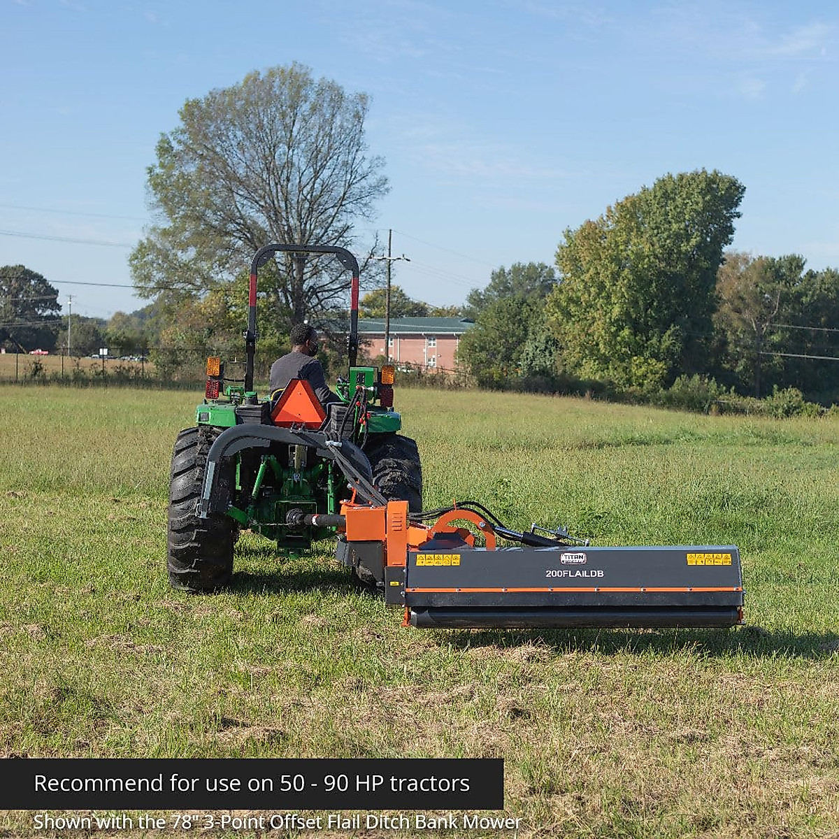 Titan Attachments 86" Offset Flail Ditch Bank Mower, Mowing Attachment for Tractors and Loaders, Cat 2, 3-Point Hitch