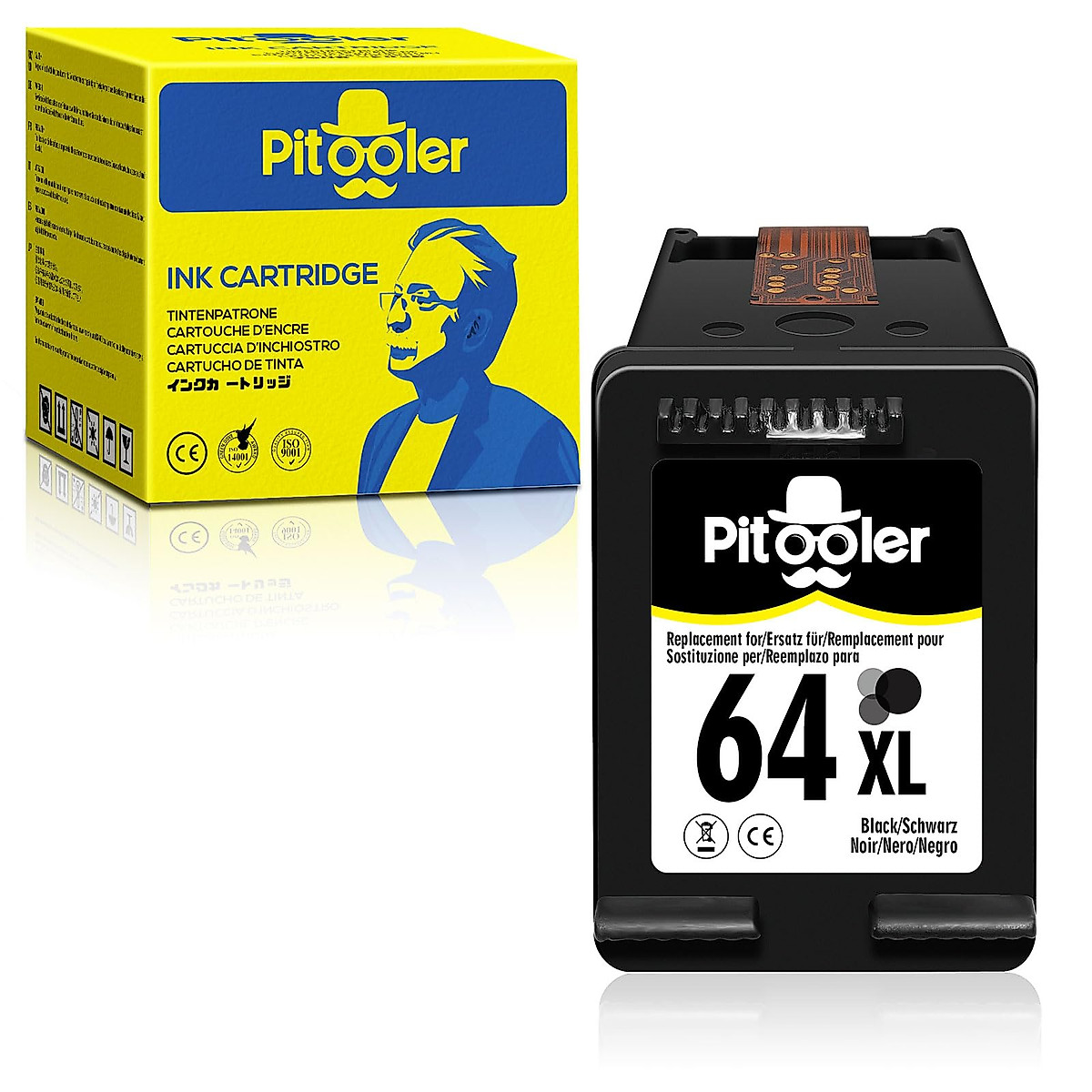 Pitooler Remanufactured Ink Cartridge Replacement for HP 64XL (Black, Color)
