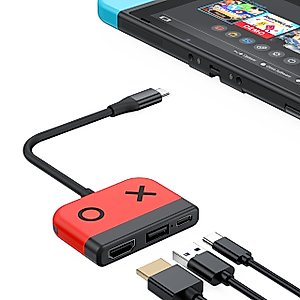 RREAKA Switch Dock for Nintendo Switch OLED, 3 in 1 Switch TV Adapter with 4K HDMI, USB 3.0 Port, Type C 100W Charging, Portable Switch Docking Station Travel, for Samsung Dex S24, MacBook