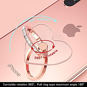 YINHEXI 2 Pcs Transparent Phone Ring Stand Holder Cell Phone Ring Holder Finger Grip 360 Degree Rotation (Rose Gold & Diamond-3)