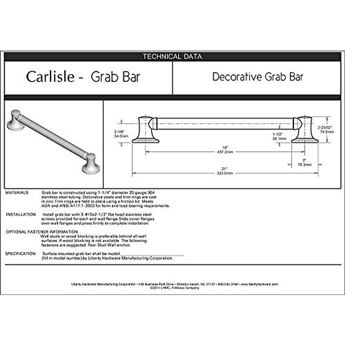 Delta Faucet DCL5924-BN Carlisle Wall Mounted 24" Decorative Bath Safety Grab Bar in Satin Nickel