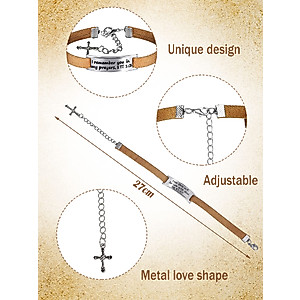 WILLBOND 30 Pcs Inspirational Message Leather Bracelet for Women Christian Engraved Ornament Jewelry Gift Religious Gifts for Women Motivational Quotes Women's Wrap Bracelets(Religion Style)