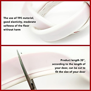 Door Draft Stopper, Cuttable Weather Stripping Door Seal, Strong Adhesive Door Sweep for Exterior and Interior Doors 39” Length(White)