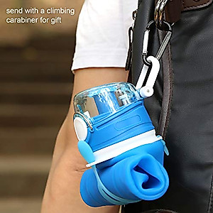 Valourgo 35 oz Collapsible Water Bottle, Large bpa Free Travel Water Bottle Reusable Water Bottle(Blue)
