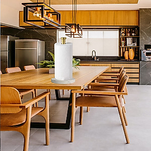 Paper Towel Holder Countertop, Standing Paper Towel Roll Holder for Kitchen Bathroom, with Weighted Marble Base for One-Handed Operation (Gold), Gold Paper Towel Holder, Marble Paper Towel Holder.…