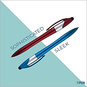 SyPen 3 Color ink Ball Pens and Stylus for Universal Touch screen Devices, Each pen writes in 3-Colors Ink(Black,Red,Blue) Pen Barrel colors,Red,Green, Blue, Orange,Lt. Blue and Black (12 Pack)