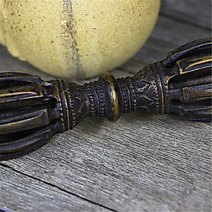 Gandhanra Powerful Vintage Tibetan Buddhism Dharma Ritual Vajra Dorje,Nine-pronged Phurba,Tantric Energy Device, Handmade in Nepal,Black Color
