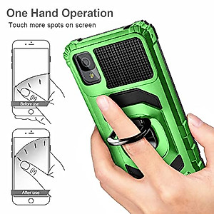 NZND Case for TCL 30Z (T602DL), TCL 30 LE (Verizon) with Tempered Glass Screen Protector (Maximum Coverage), Full-Body Protective [Military-Grade], Magnetic Car Ring Holder Cover Case (Green)