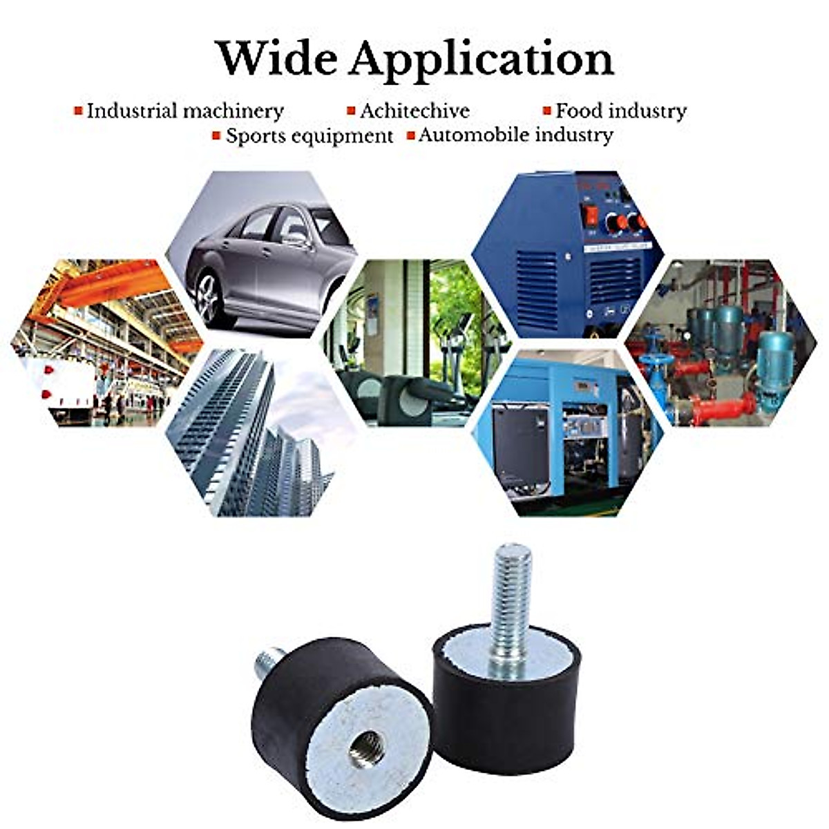 M8 Rubber Mounts Shock Absorber Anti Vibration Silentblock Car Boat Bobbins, Pack of 4