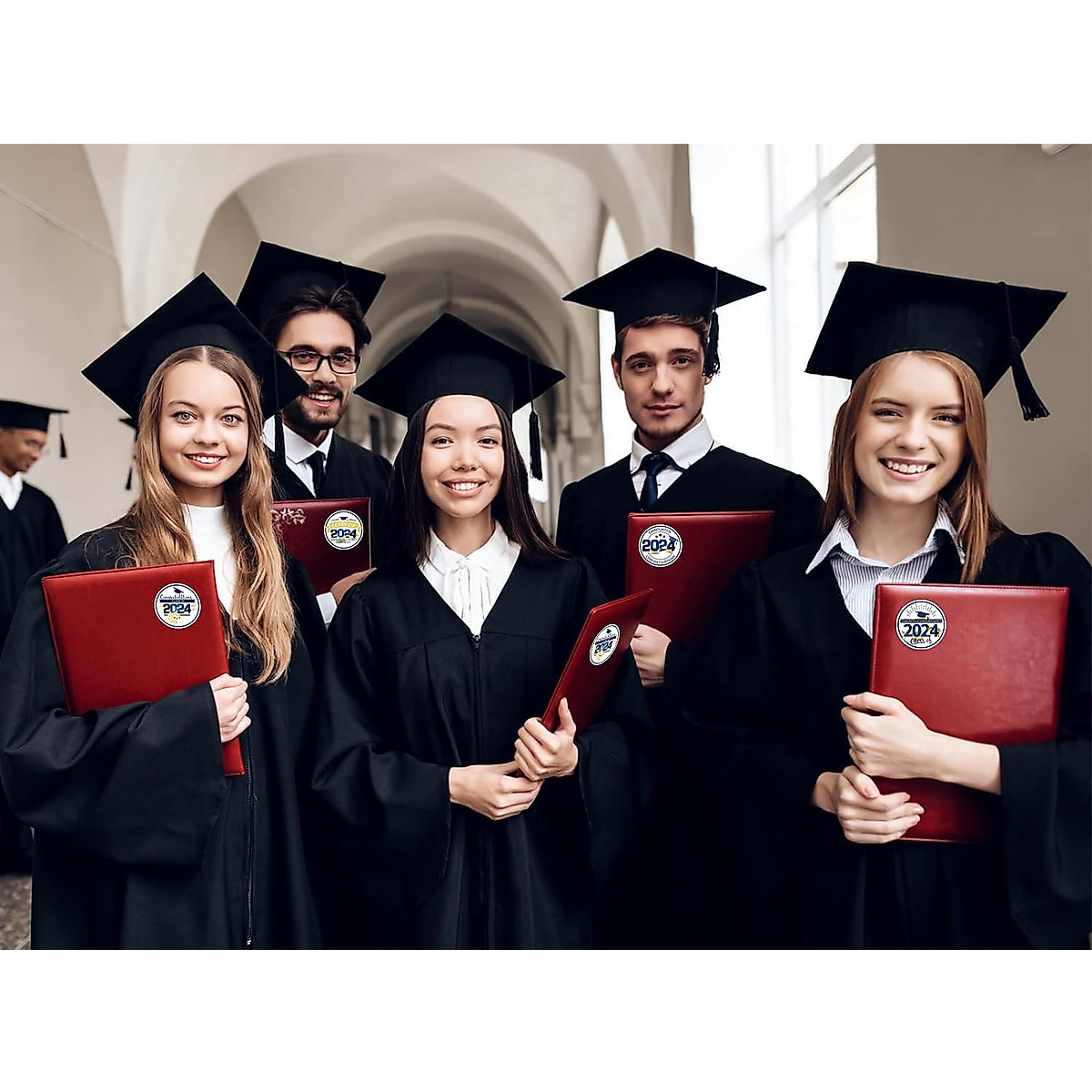 WhatSign 36Pcs Class of 2024 Graduation Stickers Labels 1.5" Graduation Gift Tags Stickers Graduation Presents Labels Stickers for Envelope Seal Cards Boxes Gift Wrap Party Favors Decorations