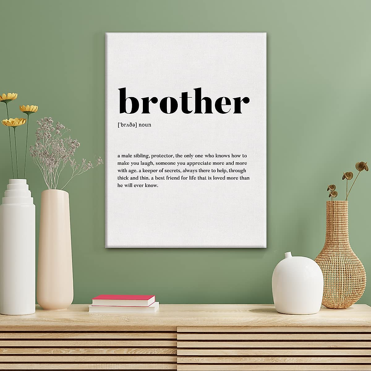 OEWD Brother Definition a Male Sibling Canvas Wall Art Poster Print Gift, Brother Definition Painting Ready to Hang Home Decor (11.5" x 15")