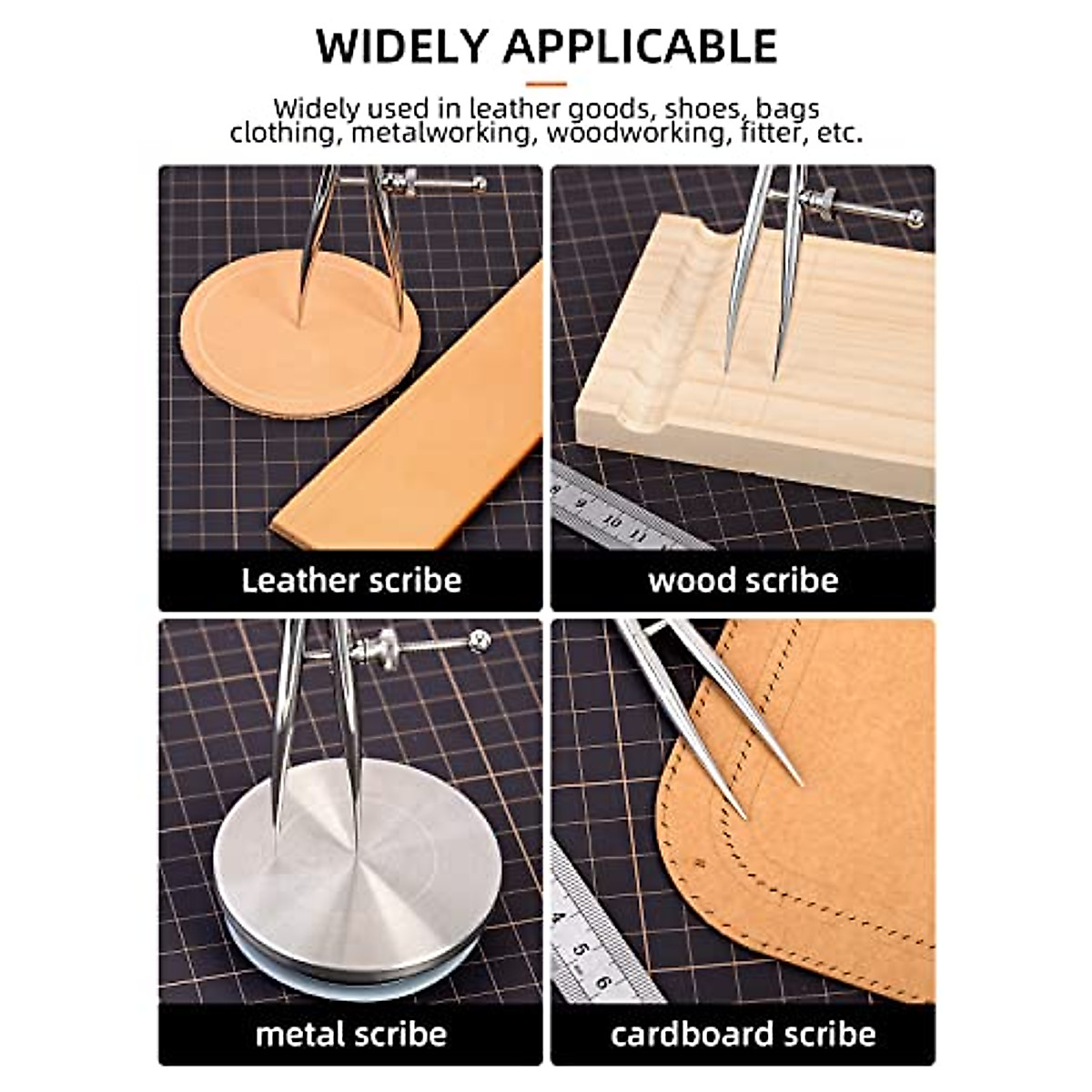 WUTA Spring Wing Divider 304 Stainless Steel Precision Scriber Caliper Tool Metal Dividers Adjustable Spacing Compass High Polished Round Leg for Drawing Circles, Leather Craft, Jewelry Design (Small)