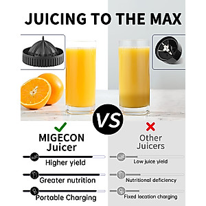 Electric Citrus Juicer Machines,Citrus Juicer Machines with USB and Cleaning Brush,portable electric juicer for making fresh orange juice,squeezing oranges,lemons,kiwi fruit,and grapefruit(Black)