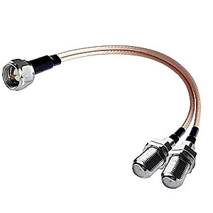 Goupchn F Type Coax Cable Splitter F Male to Dual Female 3 Way RG316 Coaxial Cable 19cm/7.5" for Cable Connection, TV, Satellite Receiver
