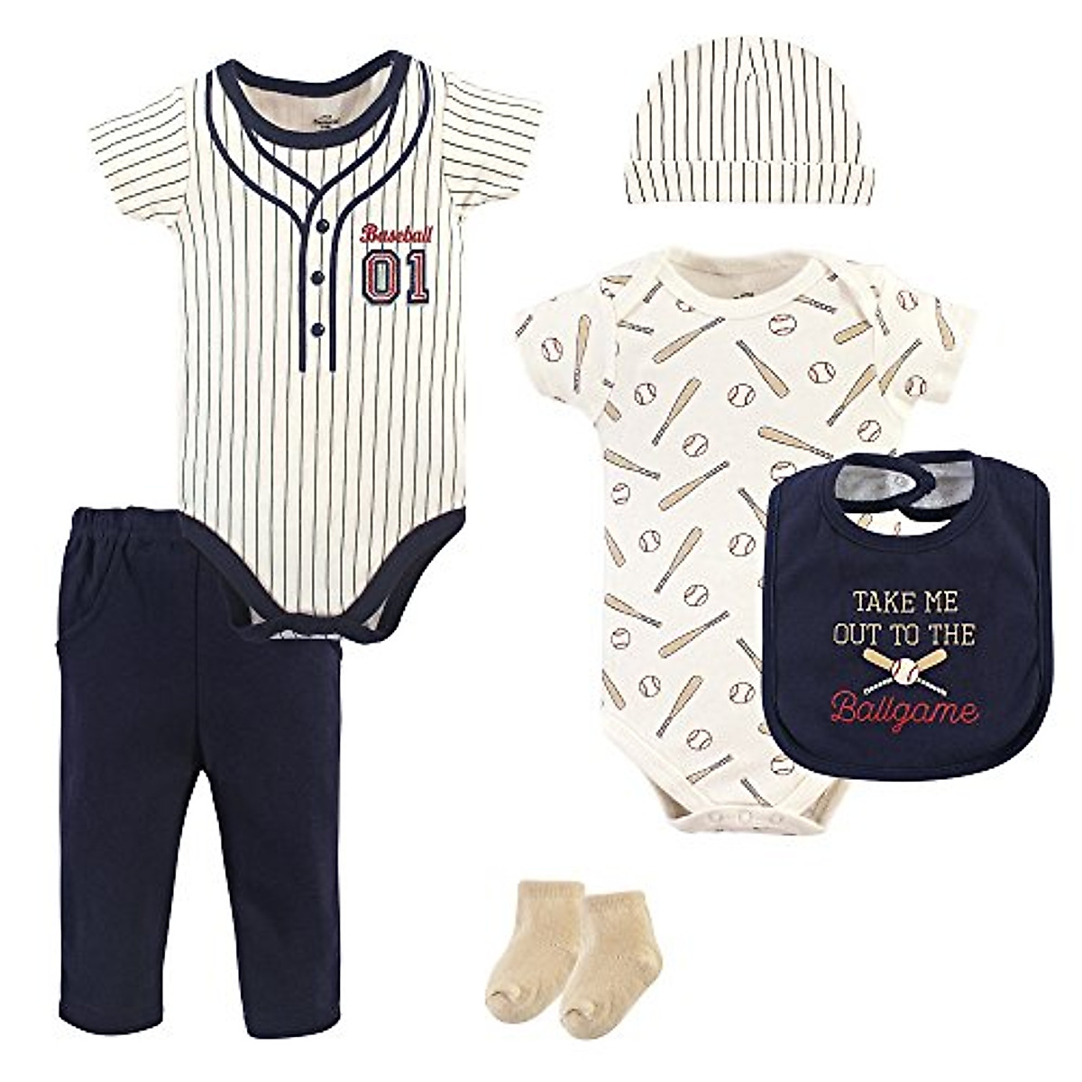 Little Treasure Unisex Baby Layette Clothing Set, Baseball, 3-6 Months