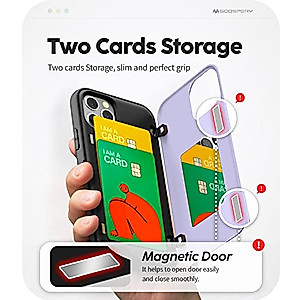GOOSPERY for iPhone 12/12 Pro (2020) 6.1-Inch Card Holder Wallet Case, Protective Dual Layer Bumper Phone Back Cover with Hidden Mirror - Purple