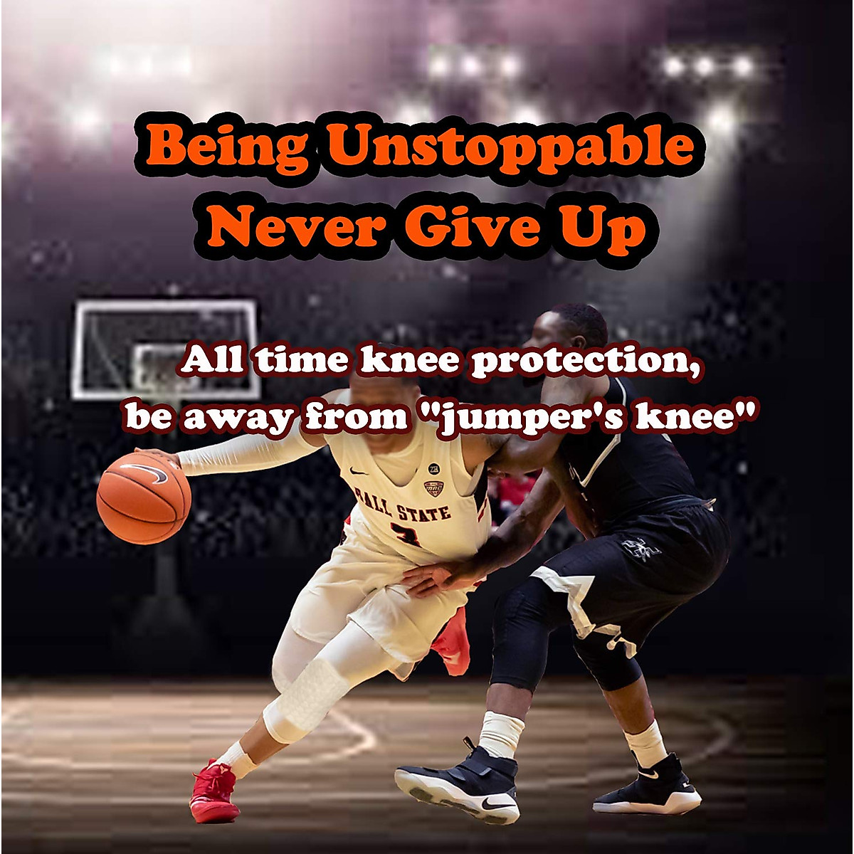 Unlimit Basketball Compression Pants with Pads, White 3/4 Capri Pants Padded, Basketball Tights Leggings (L)