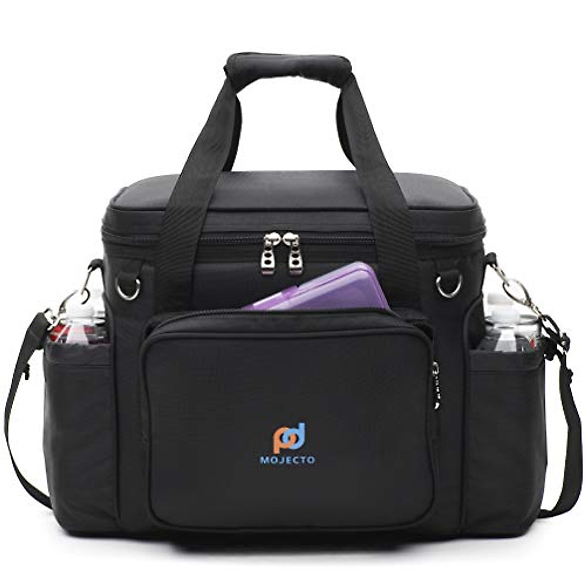 MOJECTO XX-Extra Large Tall Insulated Cooler Lunch Bag (XX-14x12.5x9 In). 1680D Heavy-Duty Polyester, High Density Insulation, Heat-Sealed Liner, Durable Zipper, Multiple Pockets, Metal Buckle.