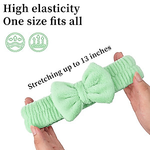 Ayesha Green Spa Headband and Wristband Set for Skincare Makeup Headband Wrist Cuffs for Washing Face Bubble Skincare Hairband for Women Girls