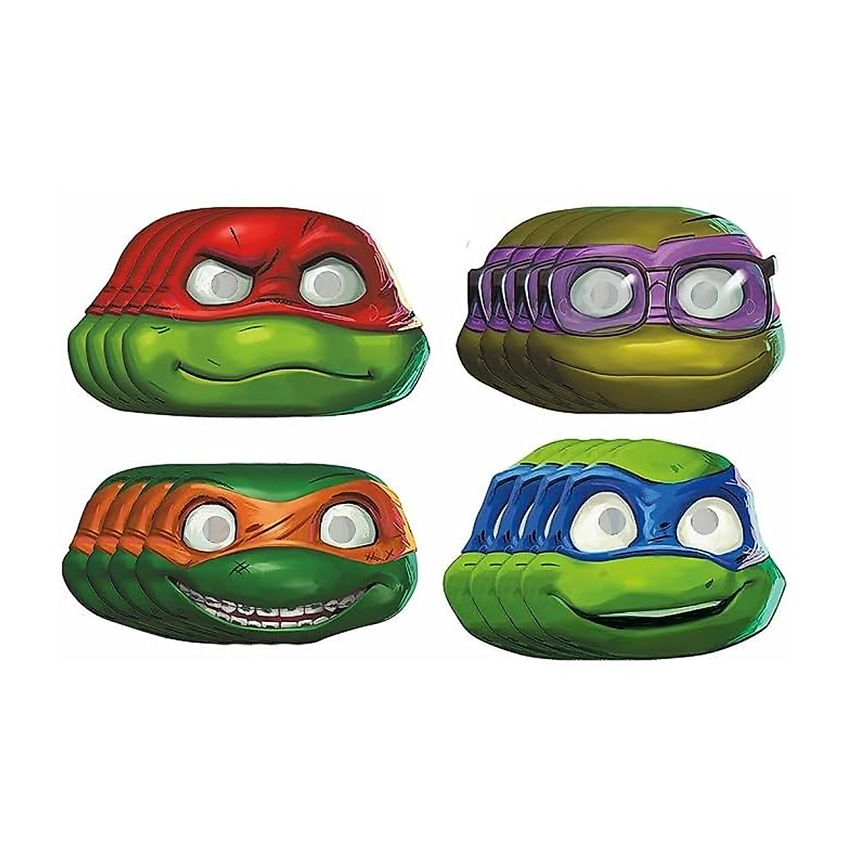 TMNT Teenage Mutant Ninja Turtles Birthday Party Supplies Bundle includes 16 Plates, 16 Napkins, 1 Table Cover, 16 Loot Bags, 16 Paper Masks, 8 Sticker Sheets, 1 Dinosaur Sticker Sheet