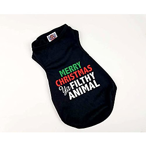 Christmas Dog Shirt, Merry Christmas Ya Filthy Animal Dog Shirt, Shirt for Puppies to Dogs 90 Pounds, Machine Washable, Fits Small Medium and Large Dogs, Clothes for Dogs XXS- 2-4 lbs