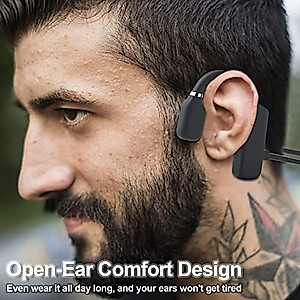 Bone Conduction Headphones, IP65 Sweatproof Open Ear Sport Headphones with Built-in Mic, Wireless Earphones up to 5 Hours Playtime for Running Cycling and Workouts (Black)