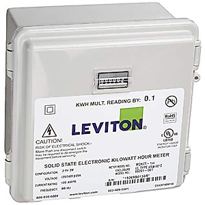 Leviton MO240-1SW Outdoor Surface Mount Mechanical Counter 120/208/240V 2P3W 100A with 2 Solid Core CTs Mini Meter Kit