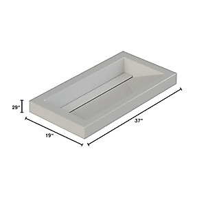 Lift Bridge Kitchen & Bath Assembled Wall-Mount Floating Bathroom Vanity with White Cultured Marble Top Sink Set, 37 in. W x 19 in. D x 29 in. H in Gray with Viteli + Genova Top