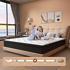 AICEHOME Full Mattress, 12 Inch Individual Pocket Springs with Gel Memory Foam, Medium Firm Mattresses in a Box, Hybrid Full Size Mattress with Pressure Relief 75" L x 54" W x 12" T
