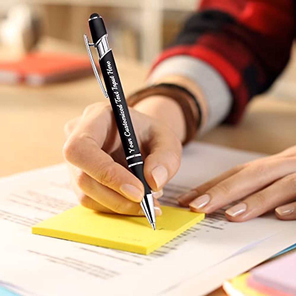 Personalized Ballpoint Pens Custom Pen with Name Text Free Engraved Black Ink Stylus Customized Retractable Bulk&Set Pens Multicolor for Graduation Business School Signature 1Pcs