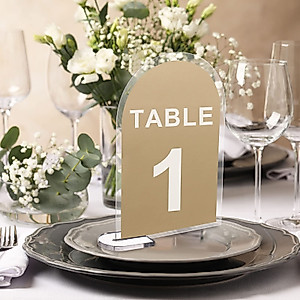 uxcell 30pcs Clear Arch Acrylic Sign with Stand, Acrylic Arch Table Numbers for Wedding Reception Party Restaurant Centerpieces Decor (5.7 Inch x 3.7 Inch)
