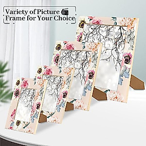 POFATO Chrysanthemum Pink Rose 4x6 Picture Frame Wood Photo Frame for Tabletop Display Wall Mount Picture Frame Display 4x 6 Inch Photo Wall Decor Home Gift Frames